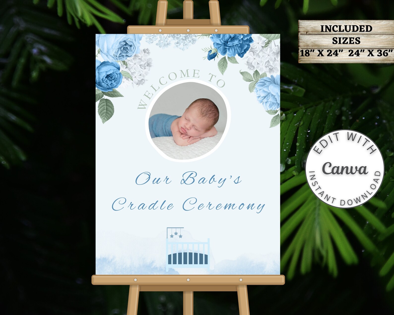 Editable Cradle Ceremony Photo Welcome Sign | Naming Ceremony Entry ...