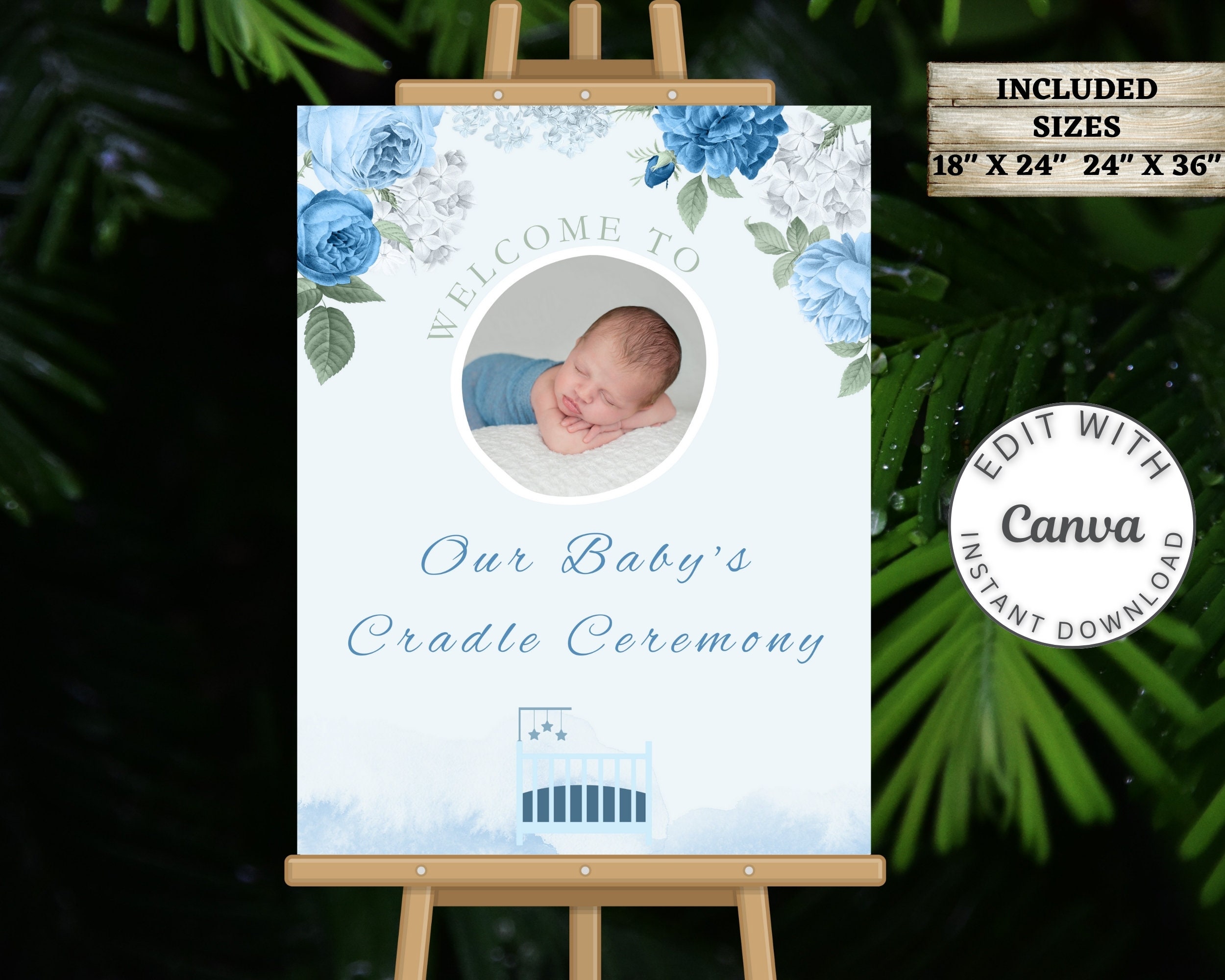 Editable Cradle Ceremony Photo Welcome Sign | Naming Ceremony Entry ...
