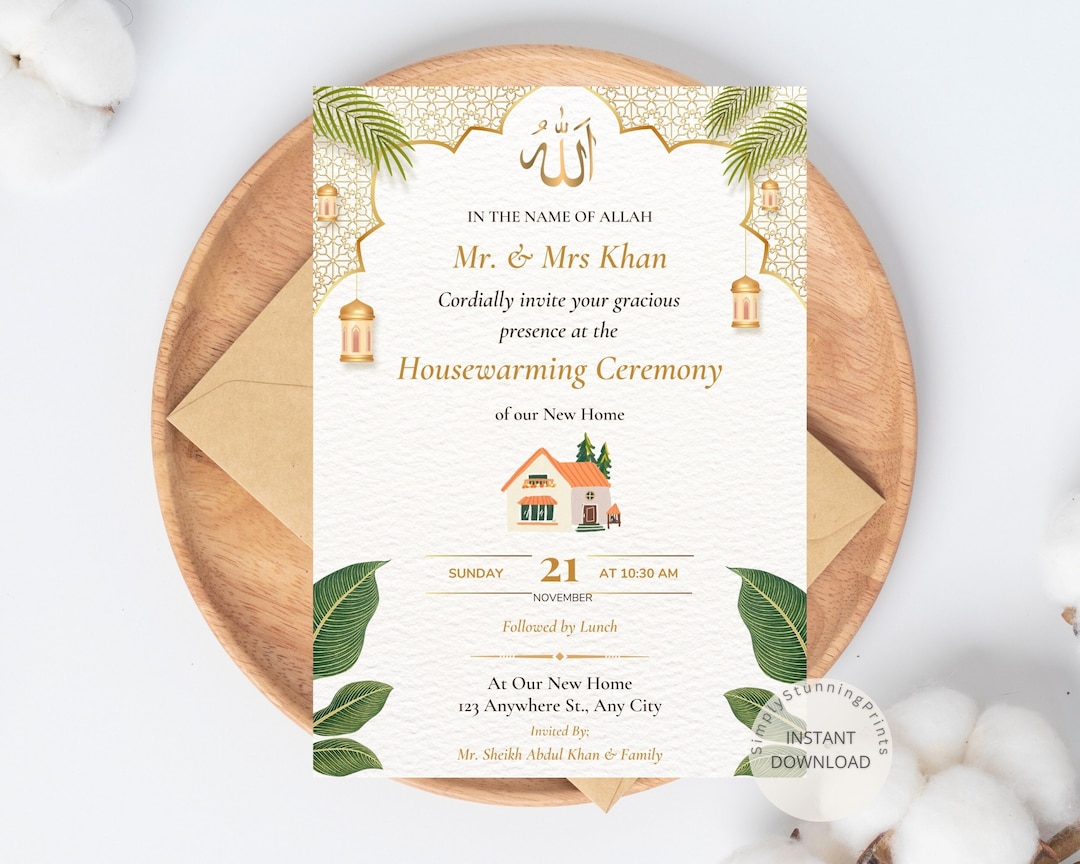 Muslim Housewarming Invitation: Arabic Style Digital Template - Etsy