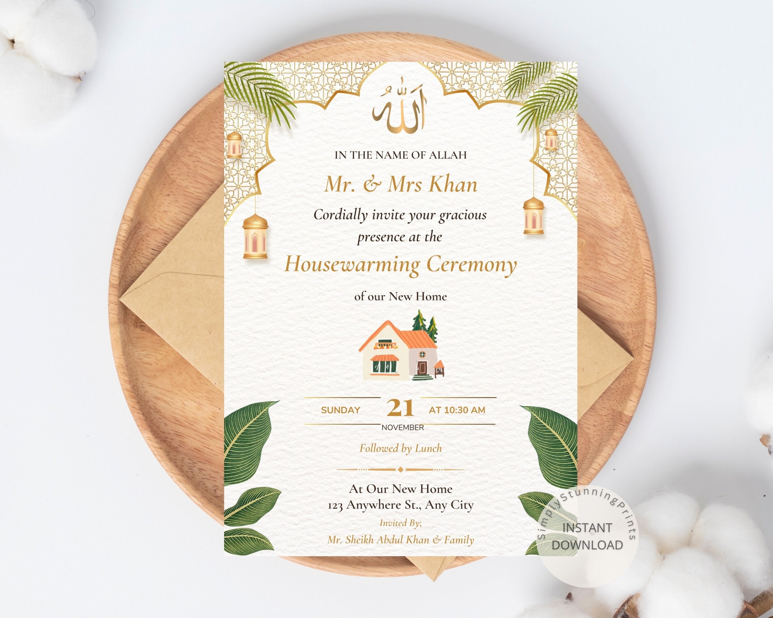 Muslim House Warming Invitation Card | Housewarming Party Invite | Boho ...