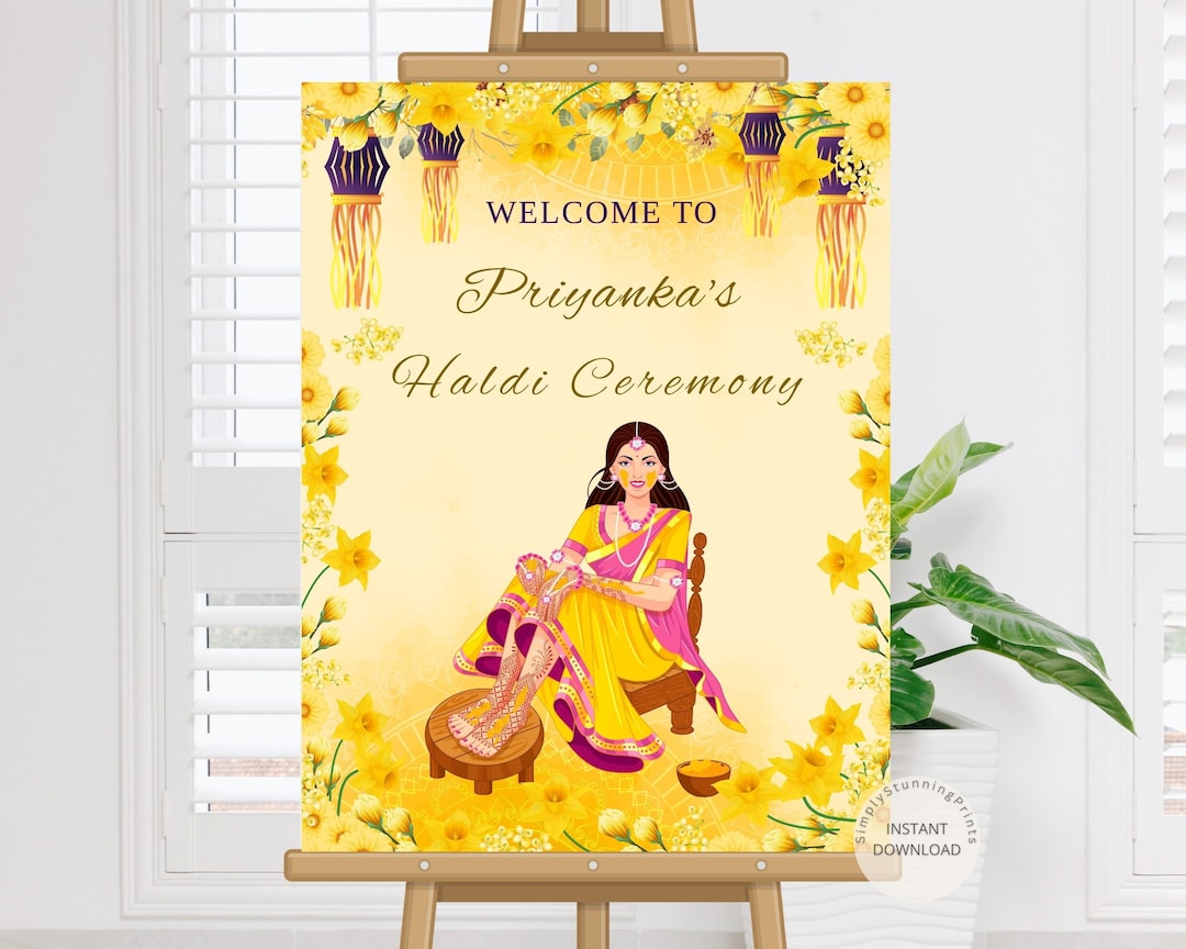 Buy Indian Haldi Ceremony Welcome Sign Pithi Welcome Sign Haldi ...