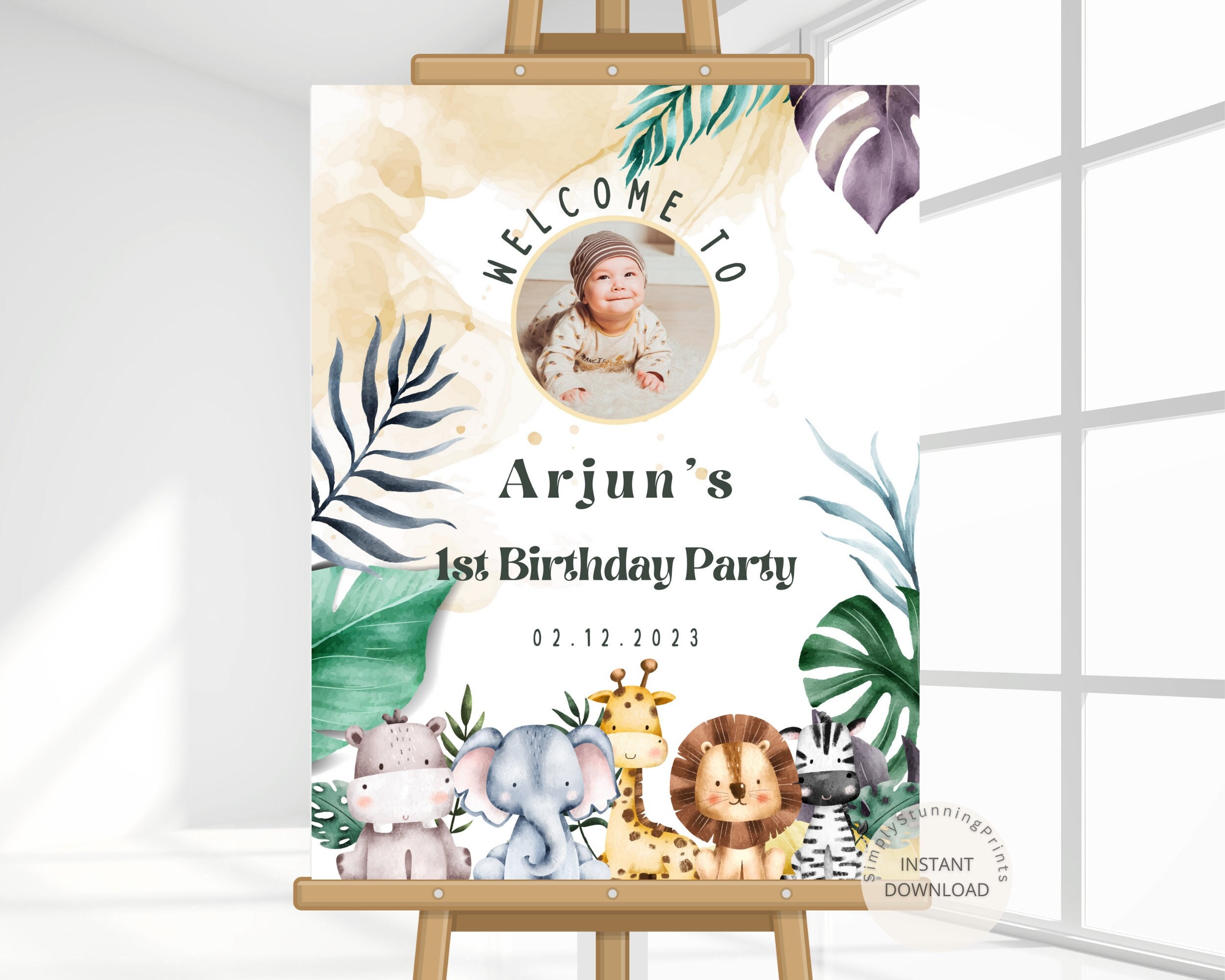 Jungle Safari 1st Birthday Party Welcome Sign Wild One Boy's First ...