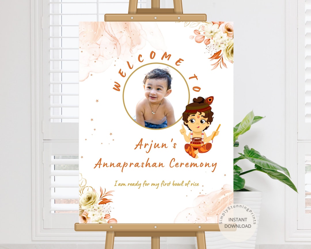 Editable Annaprashan Ceremony Welcome Sign | First Rice Feeding ...