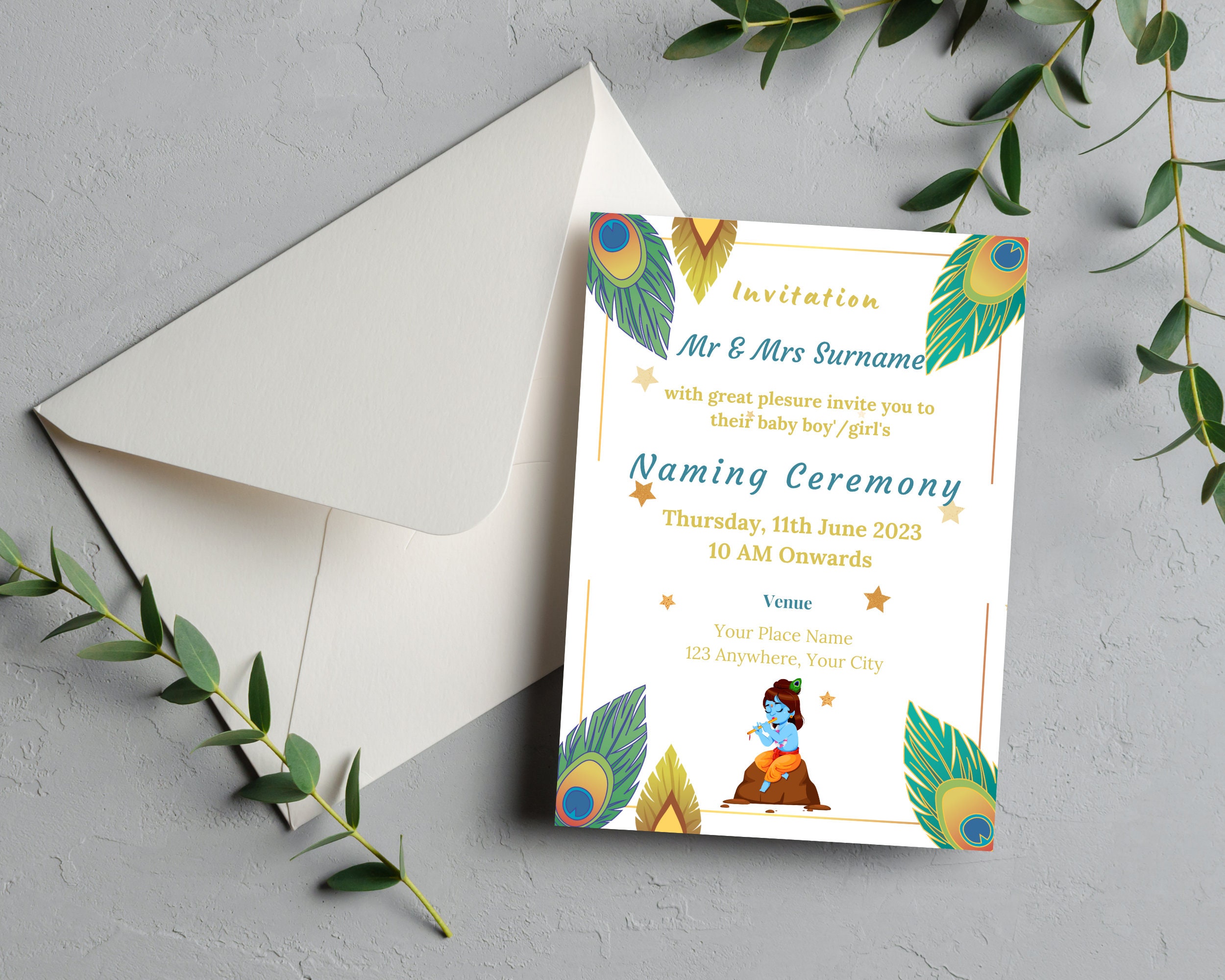 Editable Naming Ceremony Invitation Namakarana Ceremony - Etsy Canada