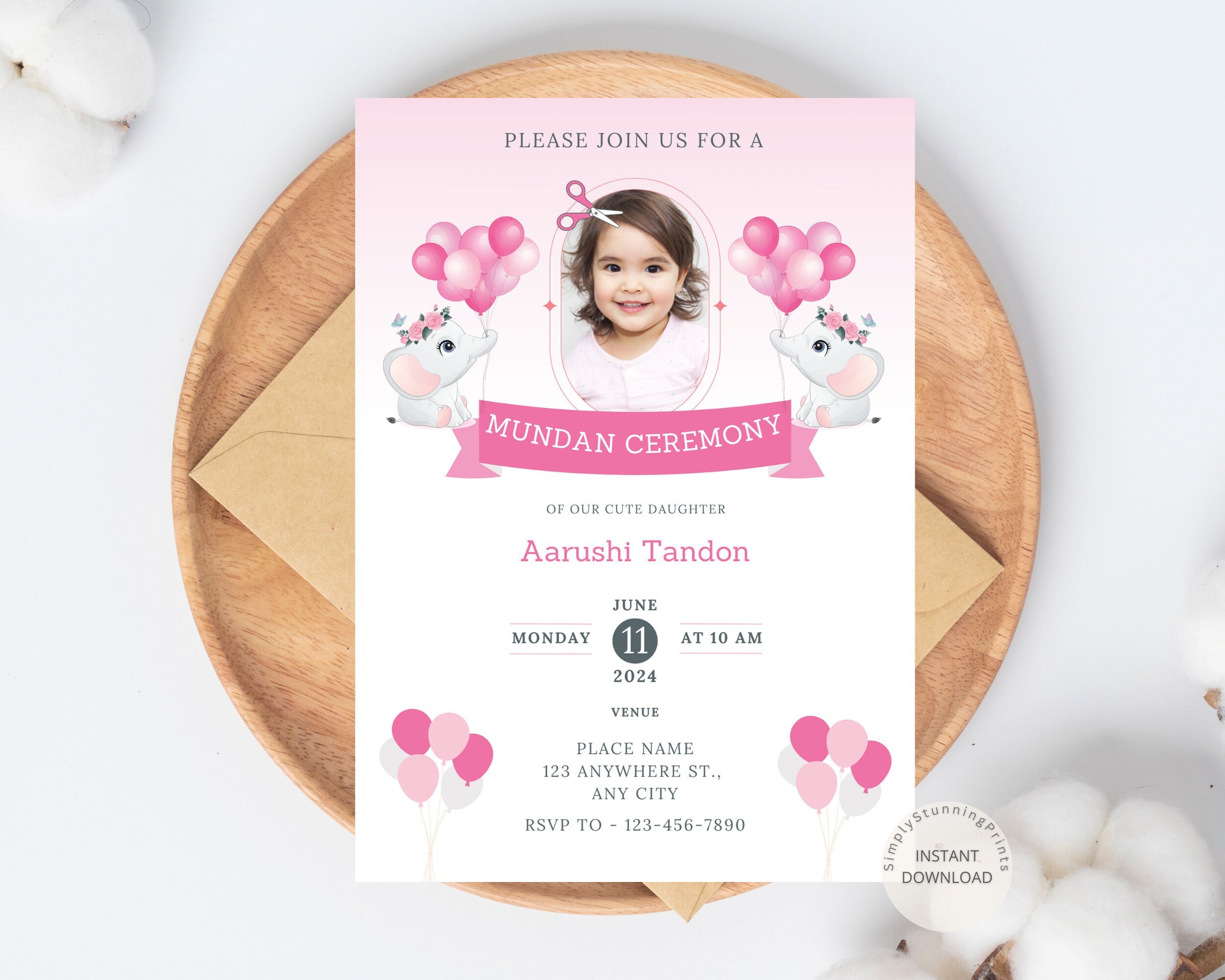 Baby Girl Mundan Ceremony Invitation | Tonsure Invitation Card | Hindu ...