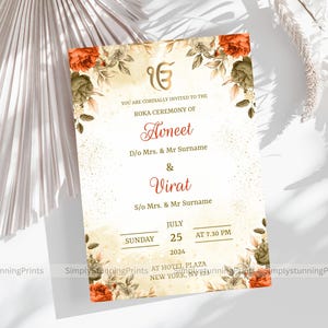 Indian Roka Ceremony Invitation Card | Floral Engagement Invite | Roka ...