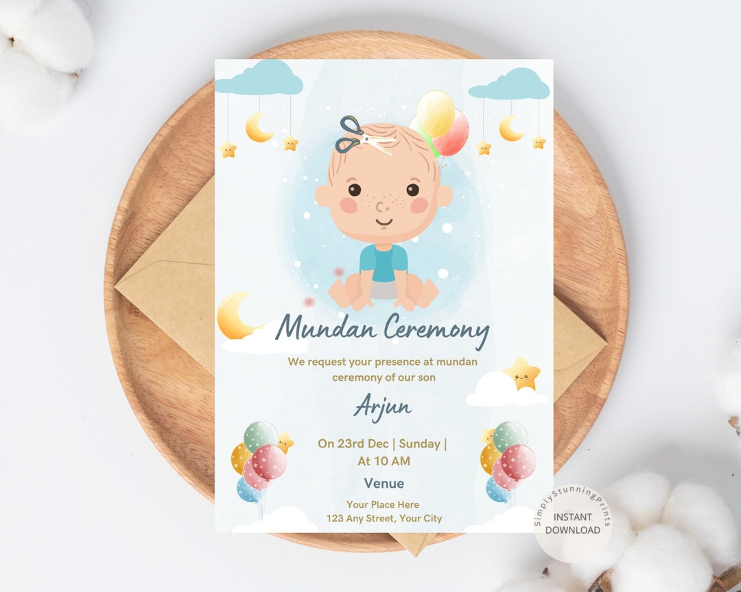 Baby Boy Mundan Ceremony Invitation | Mundan Invitation Card | Indian ...