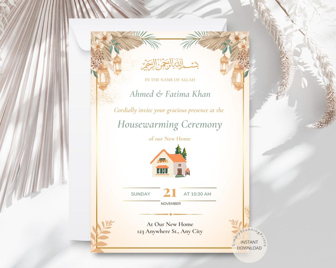 Buy Muslim Housewarming Invitation: Islamic New House Invite (digital ...