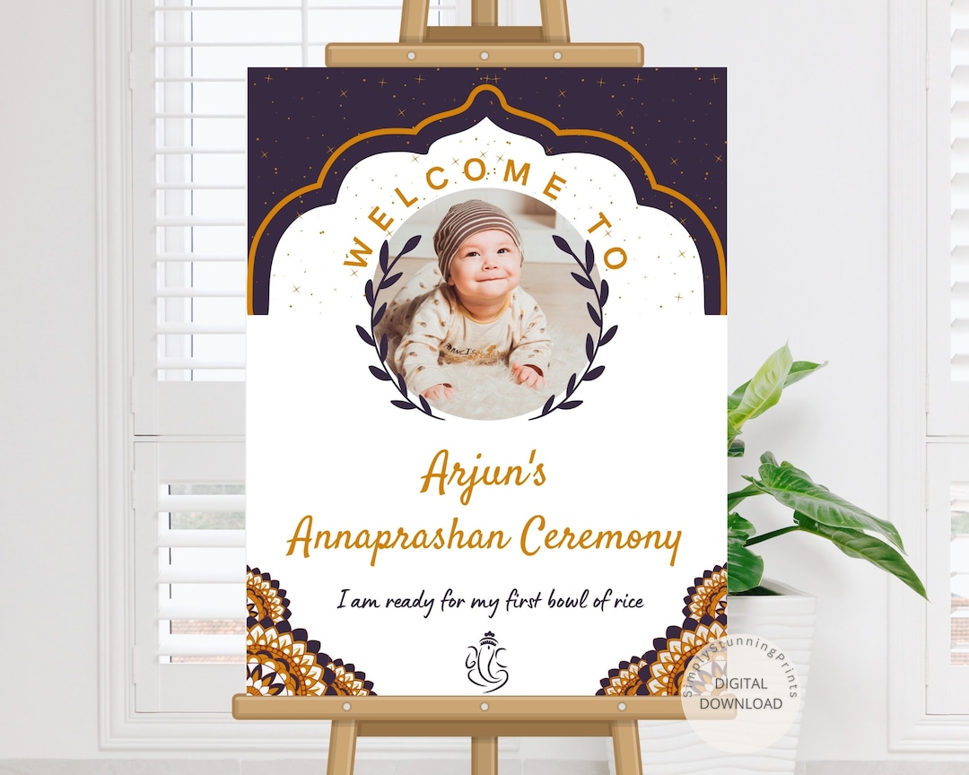 Annaprashan Welcome Sign | Weaning Ceremony Welcome Sign | First Rice ...