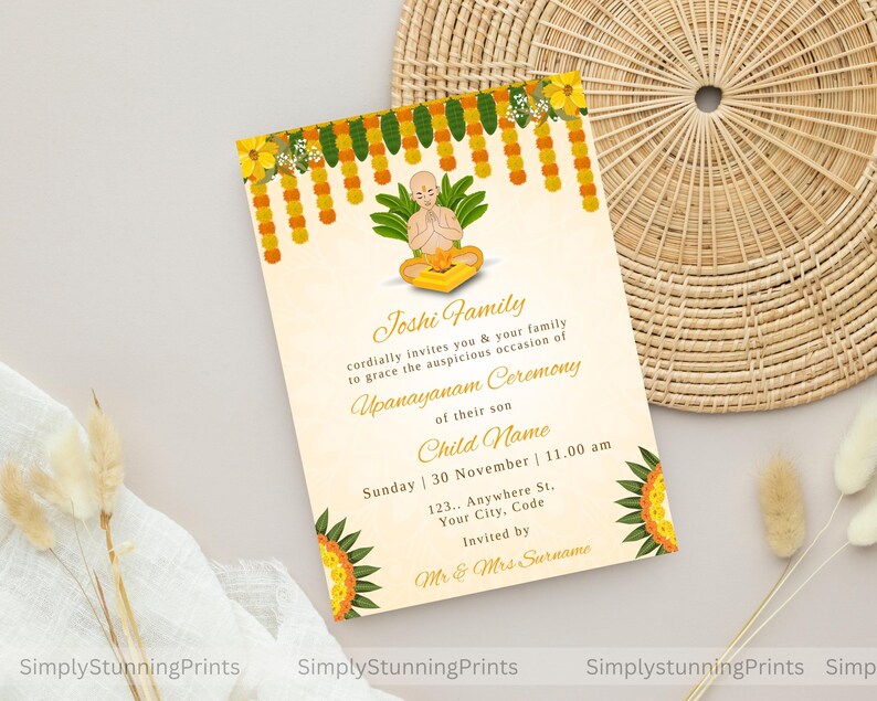 Upanayanam Ceremony Invitation: Thread Ceremony Invite (digital ...