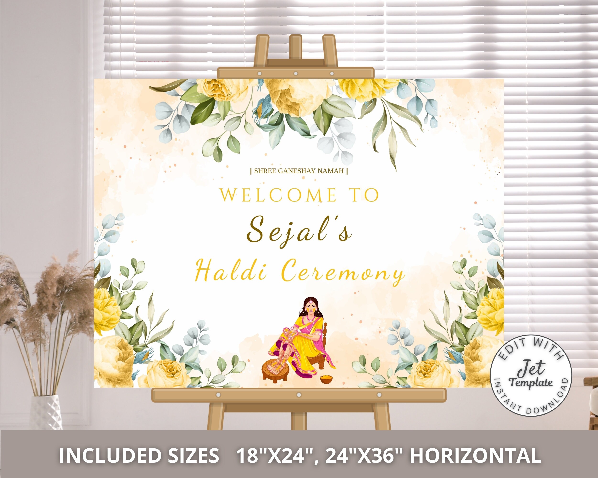 Indian Haldi Welcome Sign Pithi Welcome Sign Haldi Ceremony Decoration ...