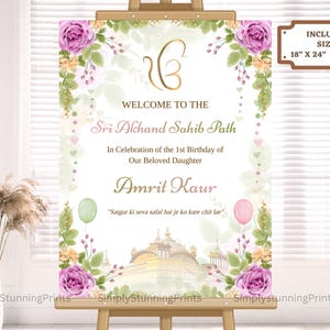 Floral Sikh Welcome Sign: Custom Akhand Path Decor (digital Download ...