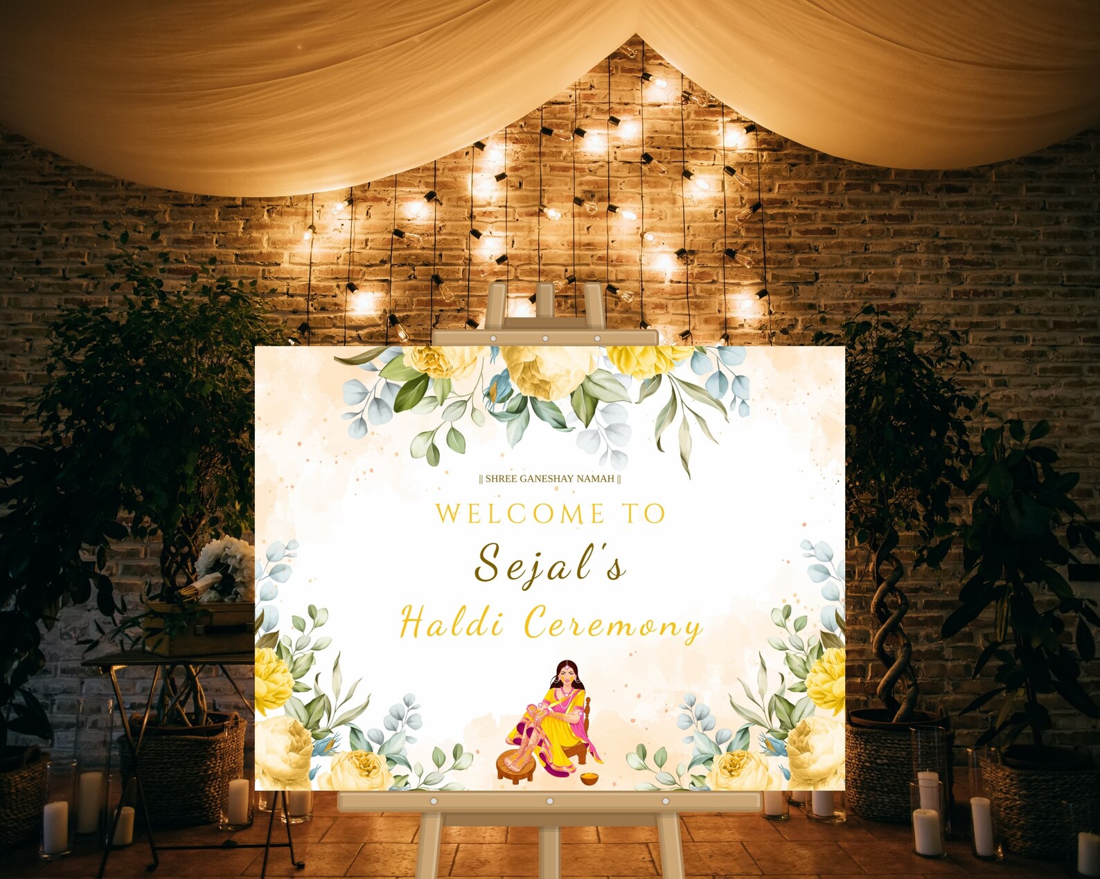 Indian Haldi Welcome Sign Pithi Welcome Sign Haldi Ceremony Decoration ...