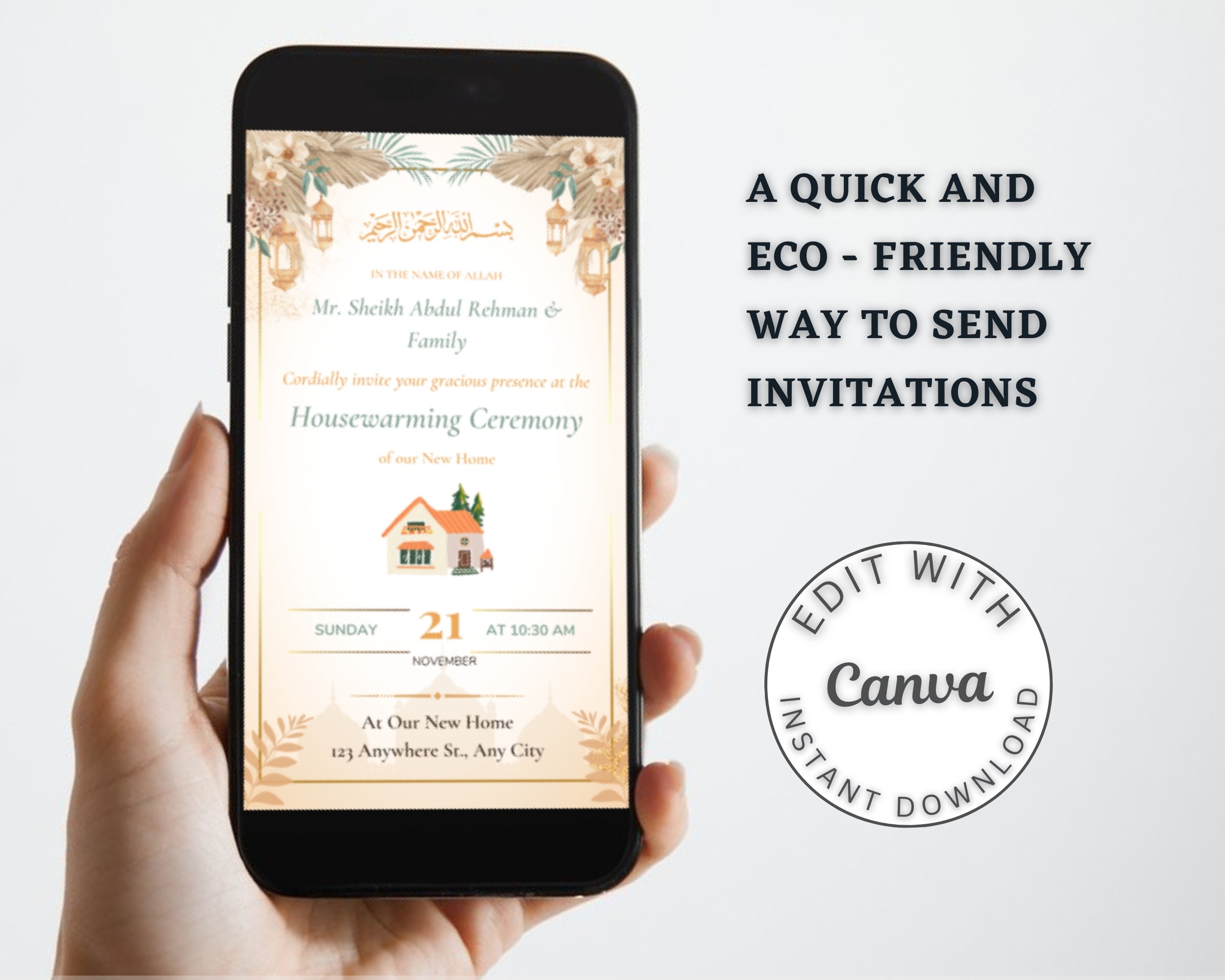 Muslim House Warming Invitation Card | Housewarming Party Invite | Boho ...