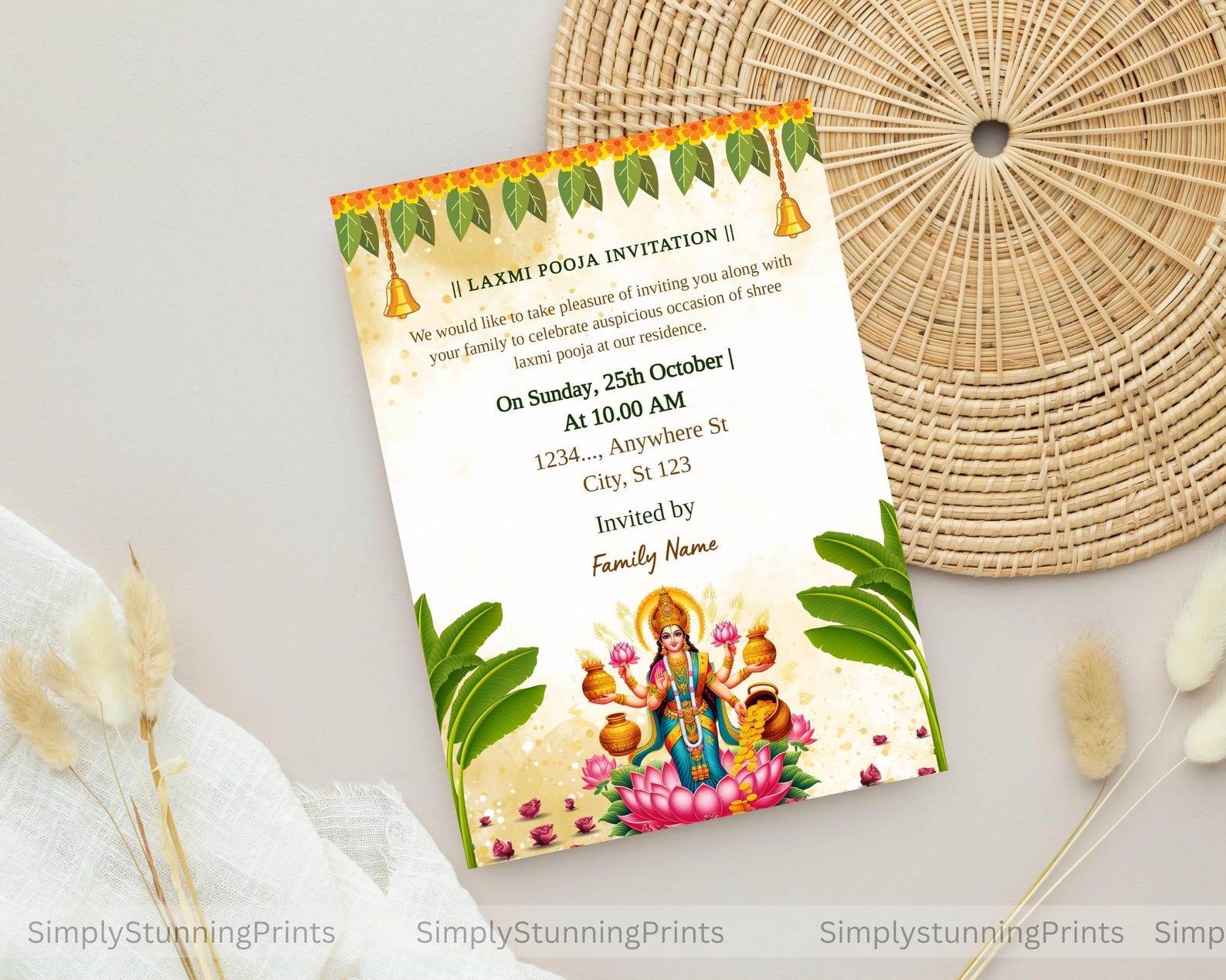 Laxmi Pooja Invitation: Varamahalakshmi Vratham, Editable Digital ...