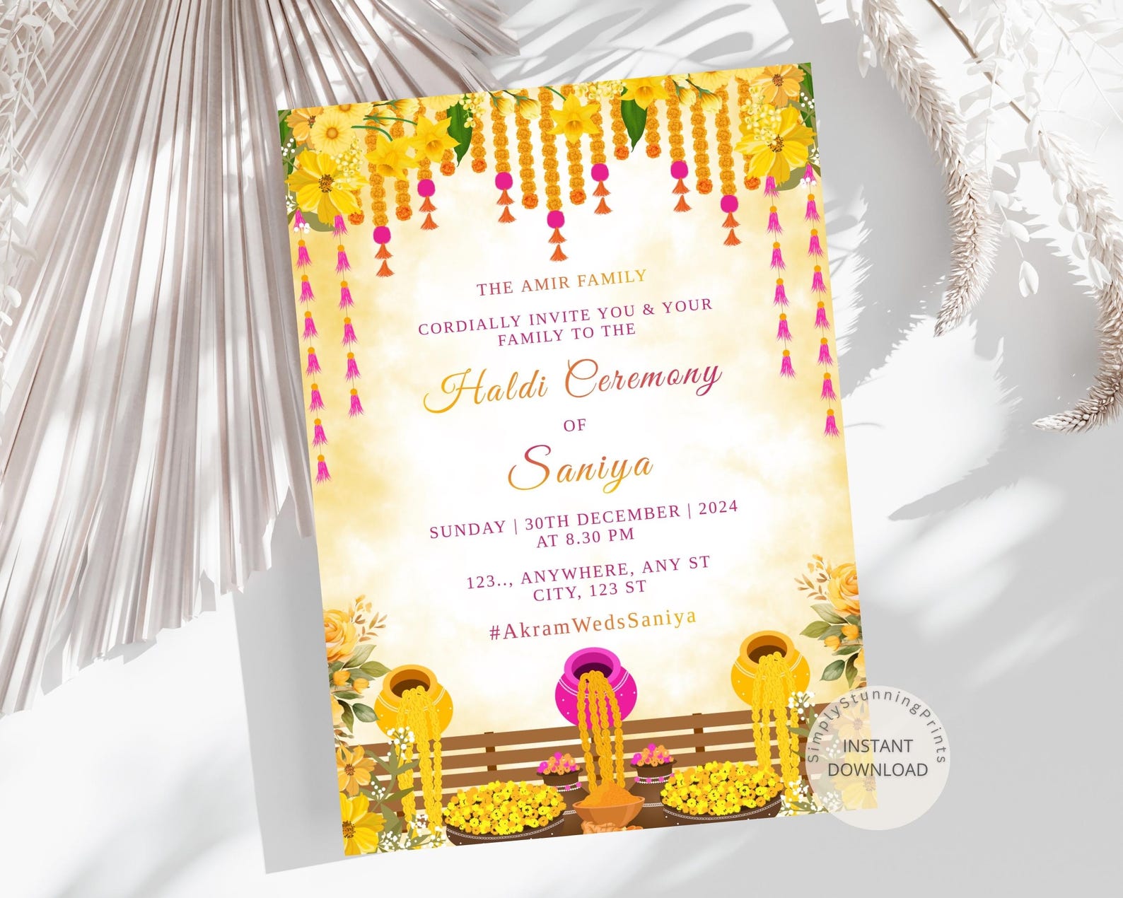 Haldi Ceremony Invitation Card as Maiyan Invitation | Haldi Night ...