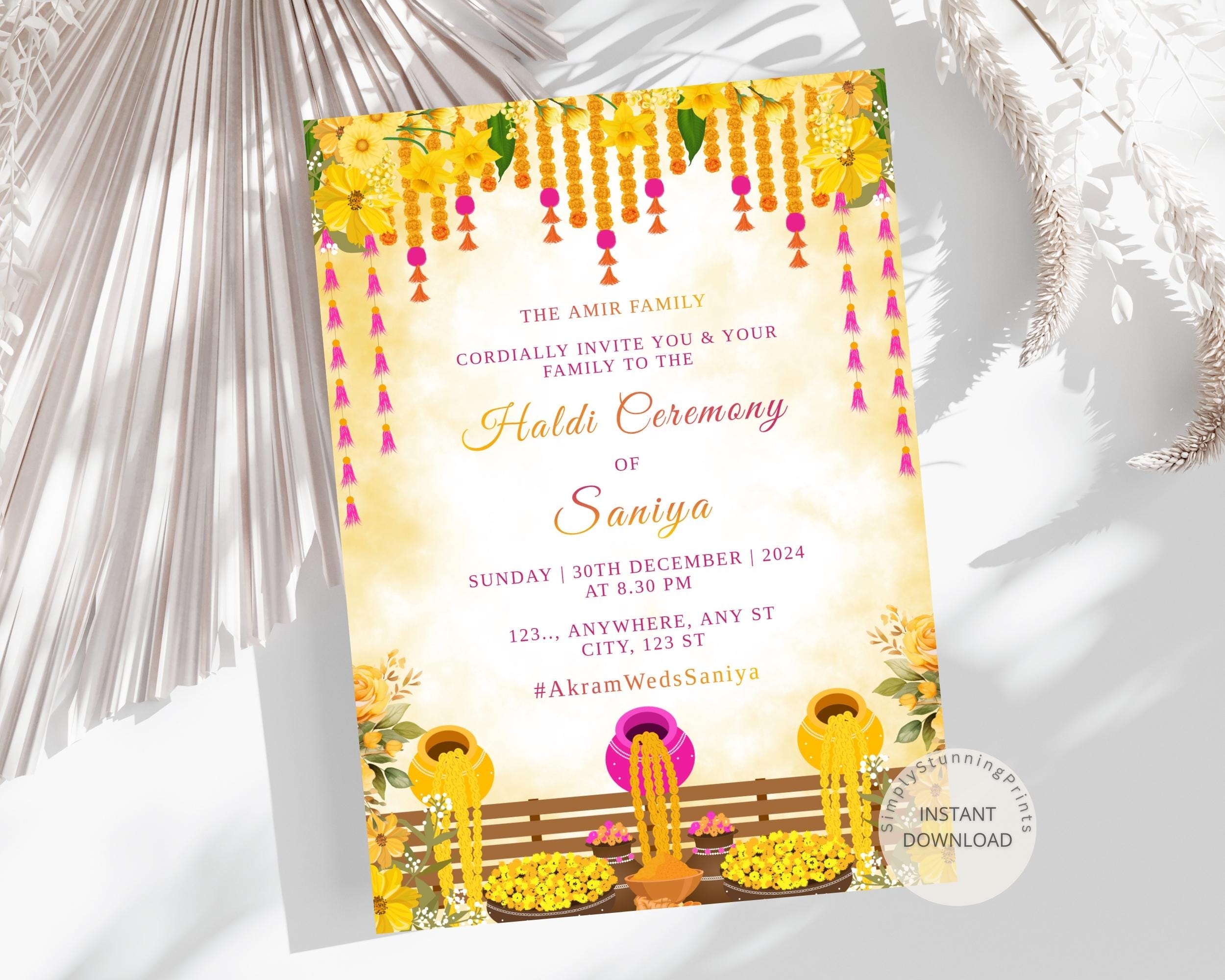 Haldi Ceremony Invitation Card as Maiyan Invitation | Haldi Night ...
