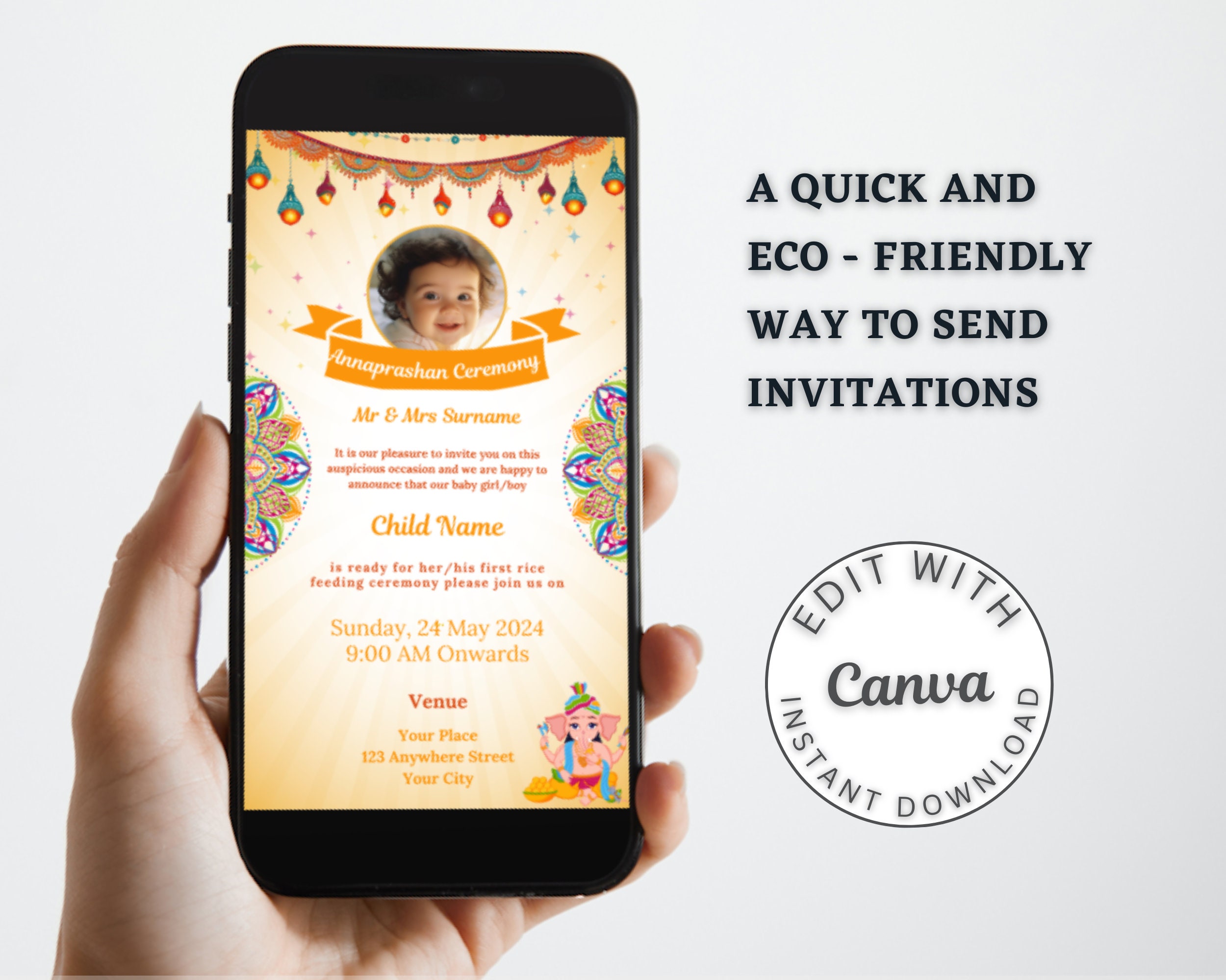 Annaprashan Invitation Card Colourful Annaprashan Ceremony Invite ...