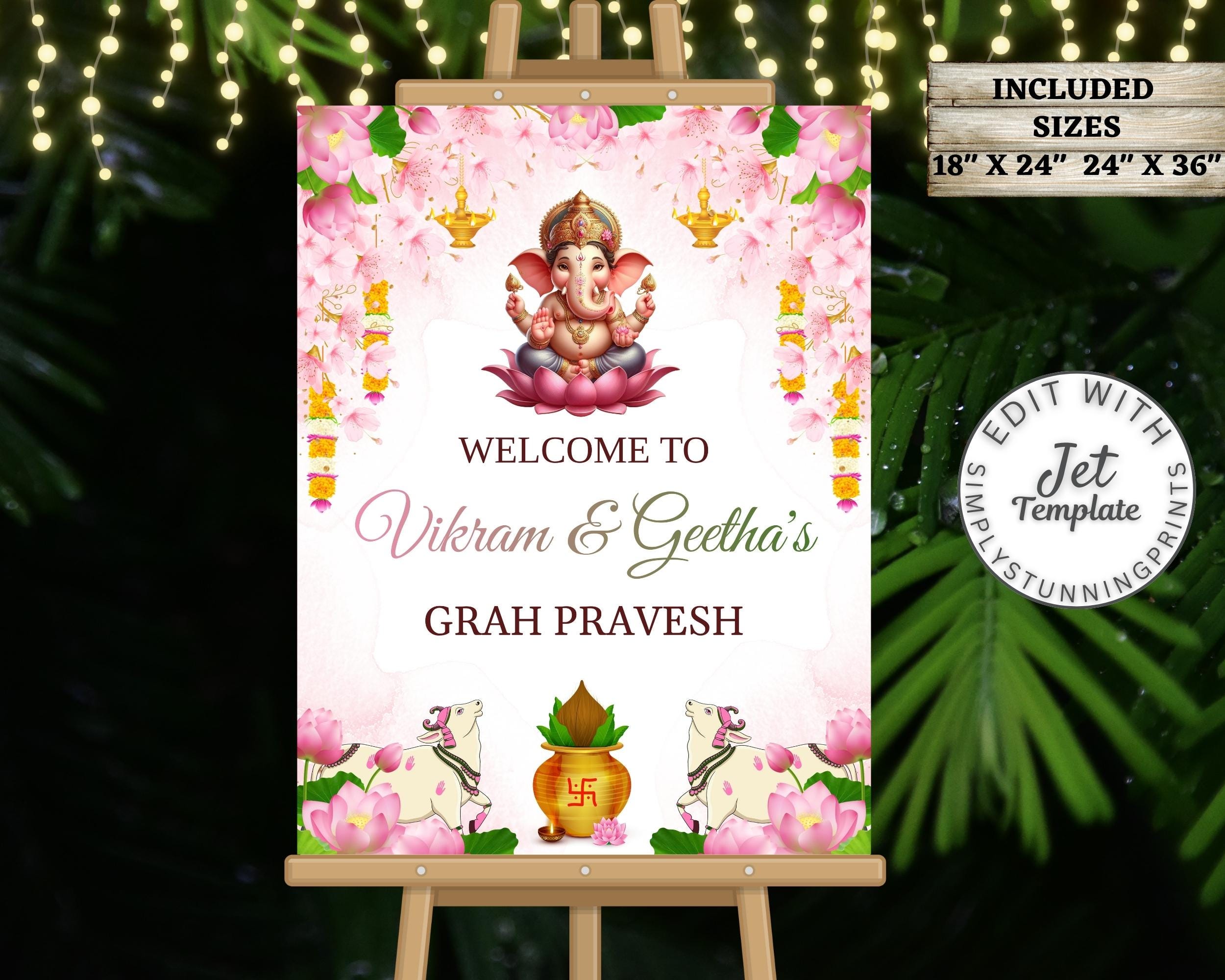Indian Graha Pravesh Welcome Sign: Traditional Housewarming Decor ...