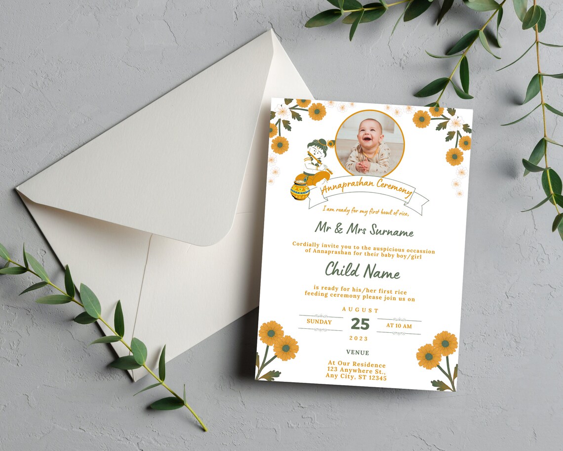 Editable Annaprashan Invitation Card Annaprashan Ceremony Invite ...