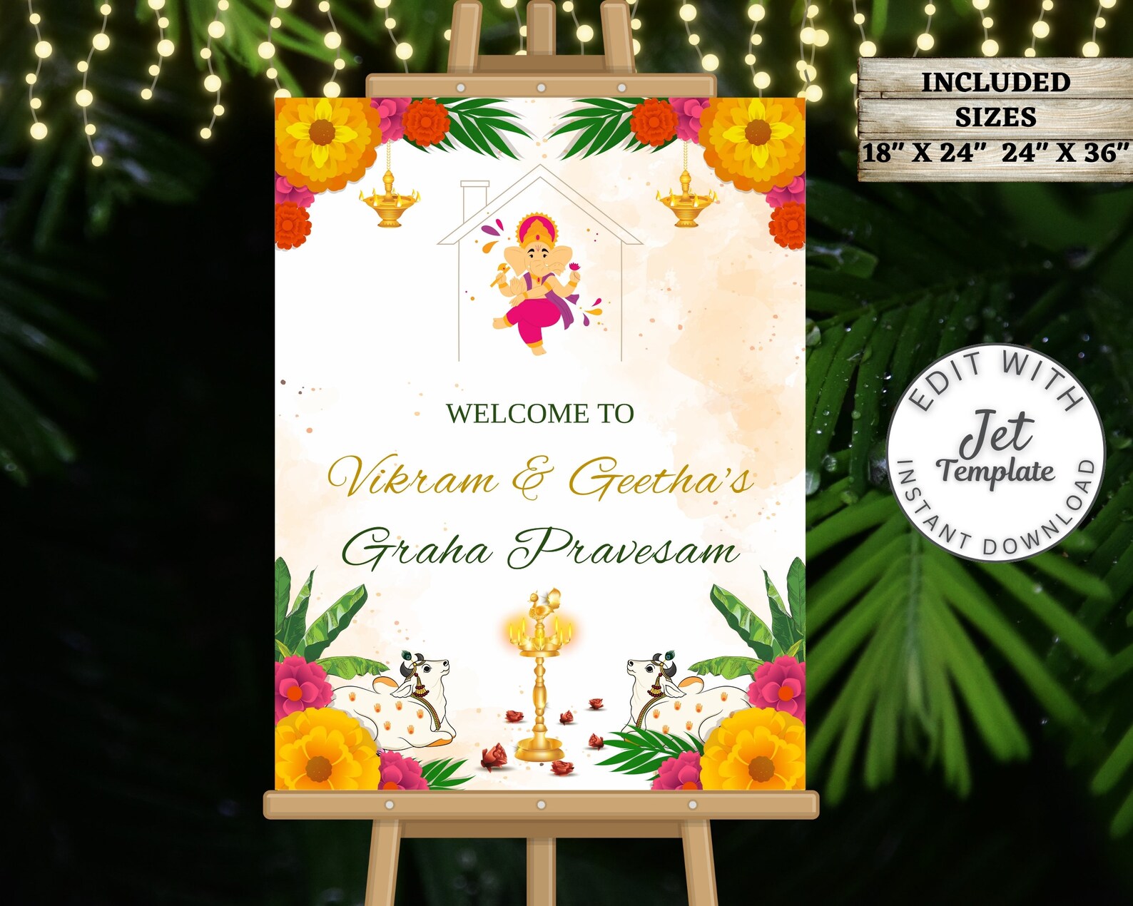 Indian Graha Pravesh Welcome Sign as Griha Pravesham Traditional ...
