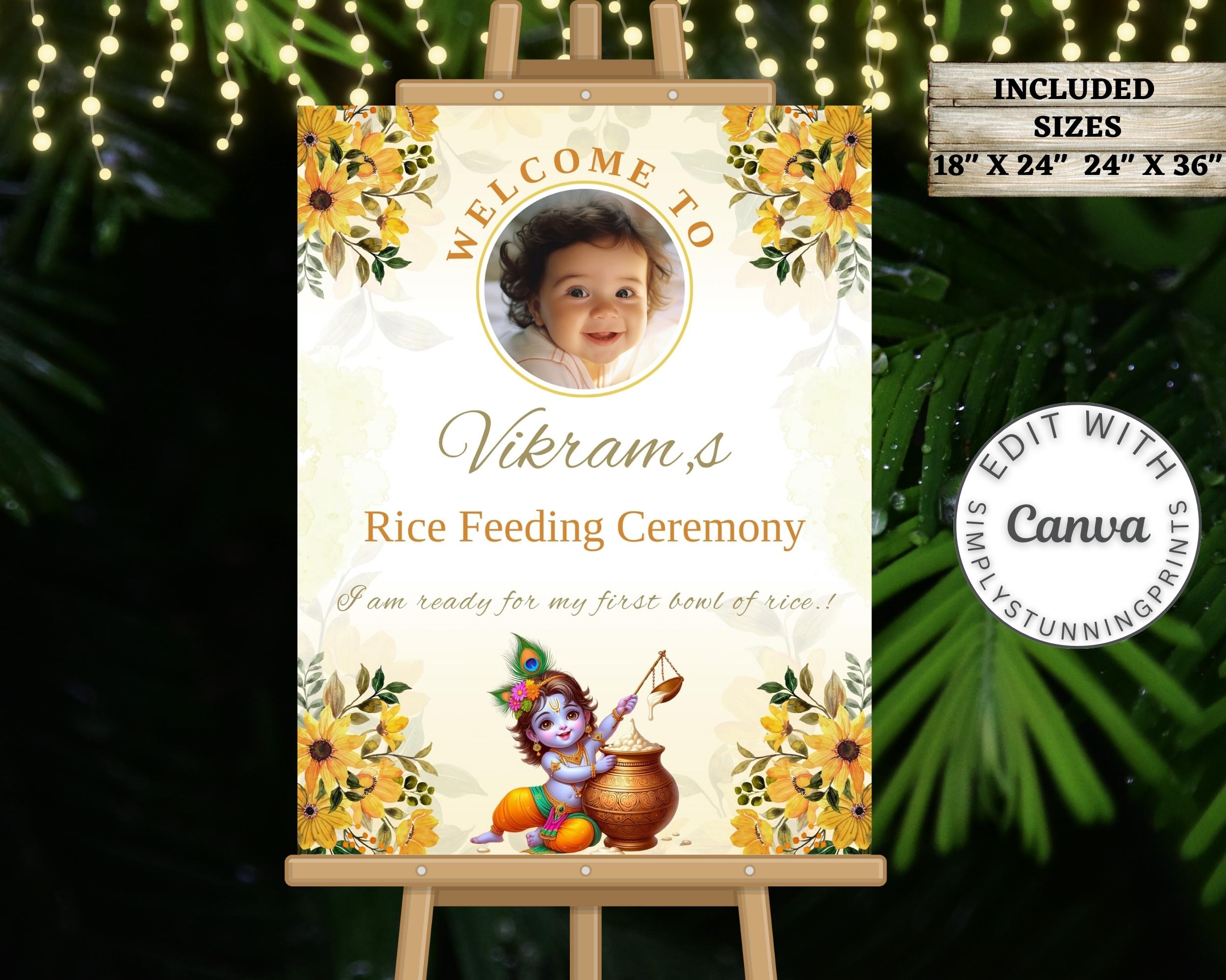 Rice Feeding Ceremony Welcome Sign | Annaprashan Welcome Sign | Rice ...