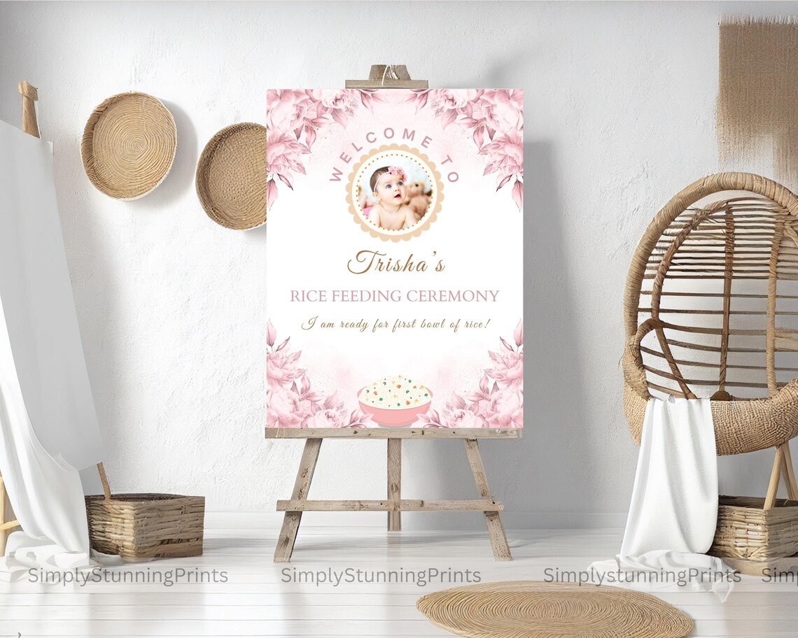 Rice Feeding Ceremony Welcome Sign Rice Weaning Welcome Sign Rice ...