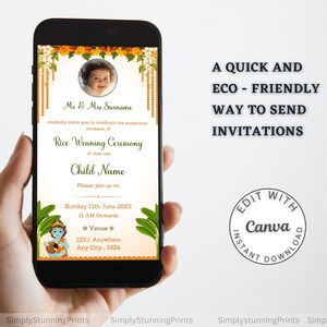 Editable Rice Weaning Invitation Card | Rice Feeding Ceremony Invite ...