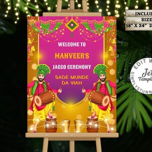 Jaggo Night Welcome Sign | Sikh Pre Wedding Decoration Poster | Panjabi ...