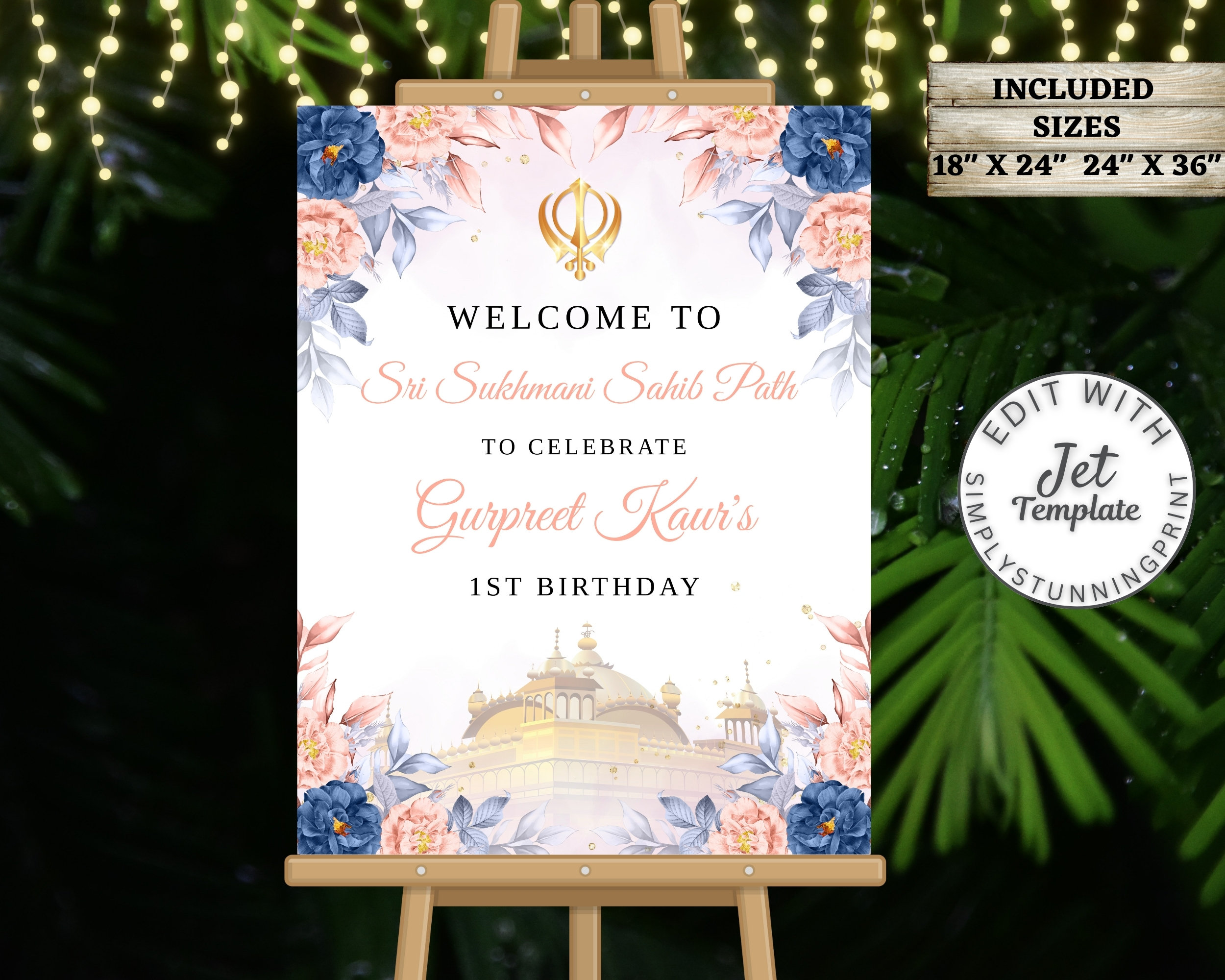 Sukhmani Sahib Ji Paath Welcome Sign Sikh Child 1st Birthday Sign ...