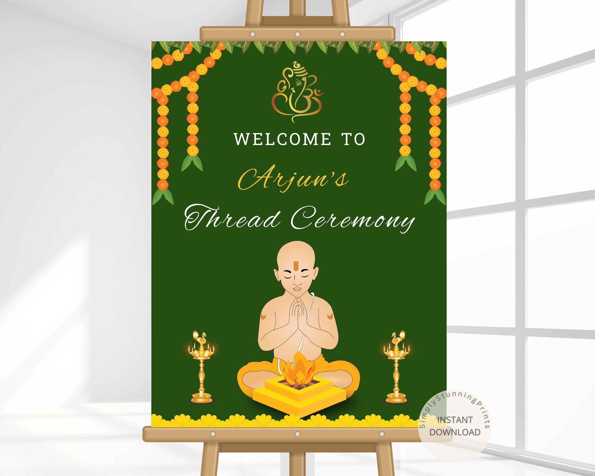 Thread Ceremony Welcome Sign | Indian Upanayanam Ceremony Sign | Janoi ...