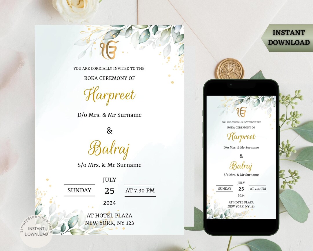 Indian Roka Ceremony Invitation Card as Engagement Card | Floral ...