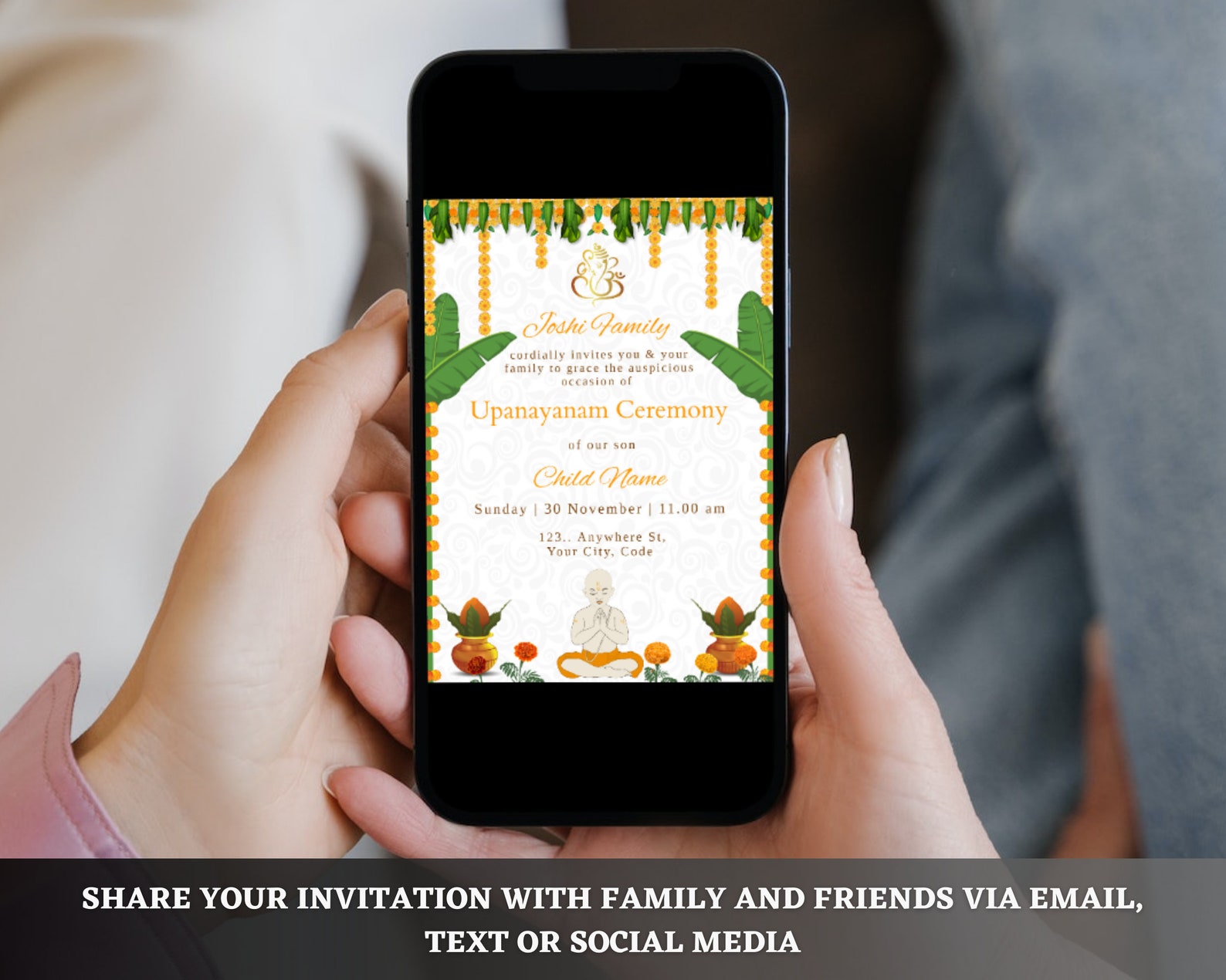 Upanayanam Ceremony Invitation as Thread Ceremony Invite Janeu Ceremony ...