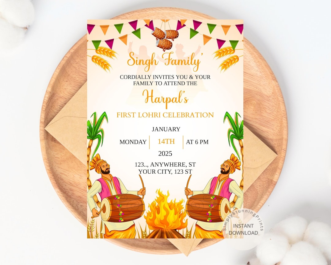 First Lohri Invitation Card | Lohri Celebration Invite | First Lohri ...