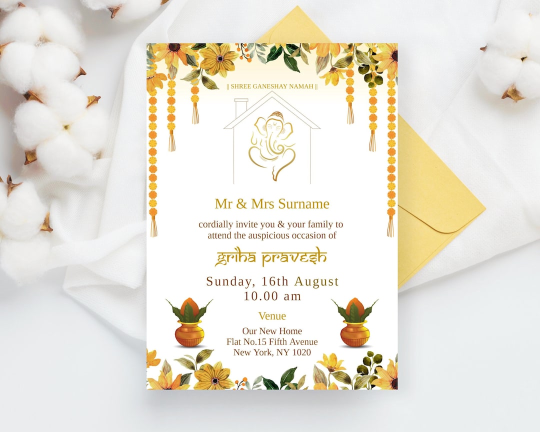 Indian Griha Pravesh Invitation Housewarming Invitation - Etsy