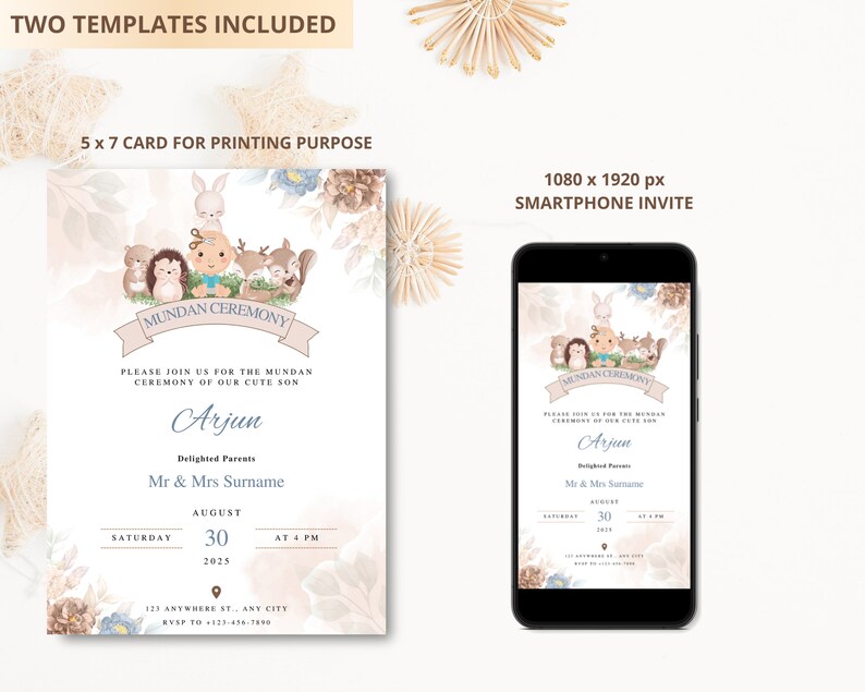 Indian Mundan Ceremony Invitation Tonsure Invitation Card Hindu Mundan ...