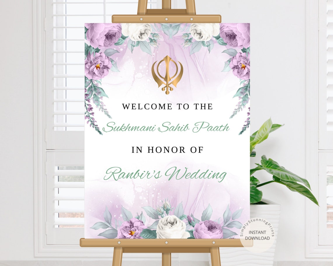 Sri Sukhmani Sahib Path Welcome Sign Sukhmani Paath Sign Sikh Wedding Sign Akhand Path Sign ...