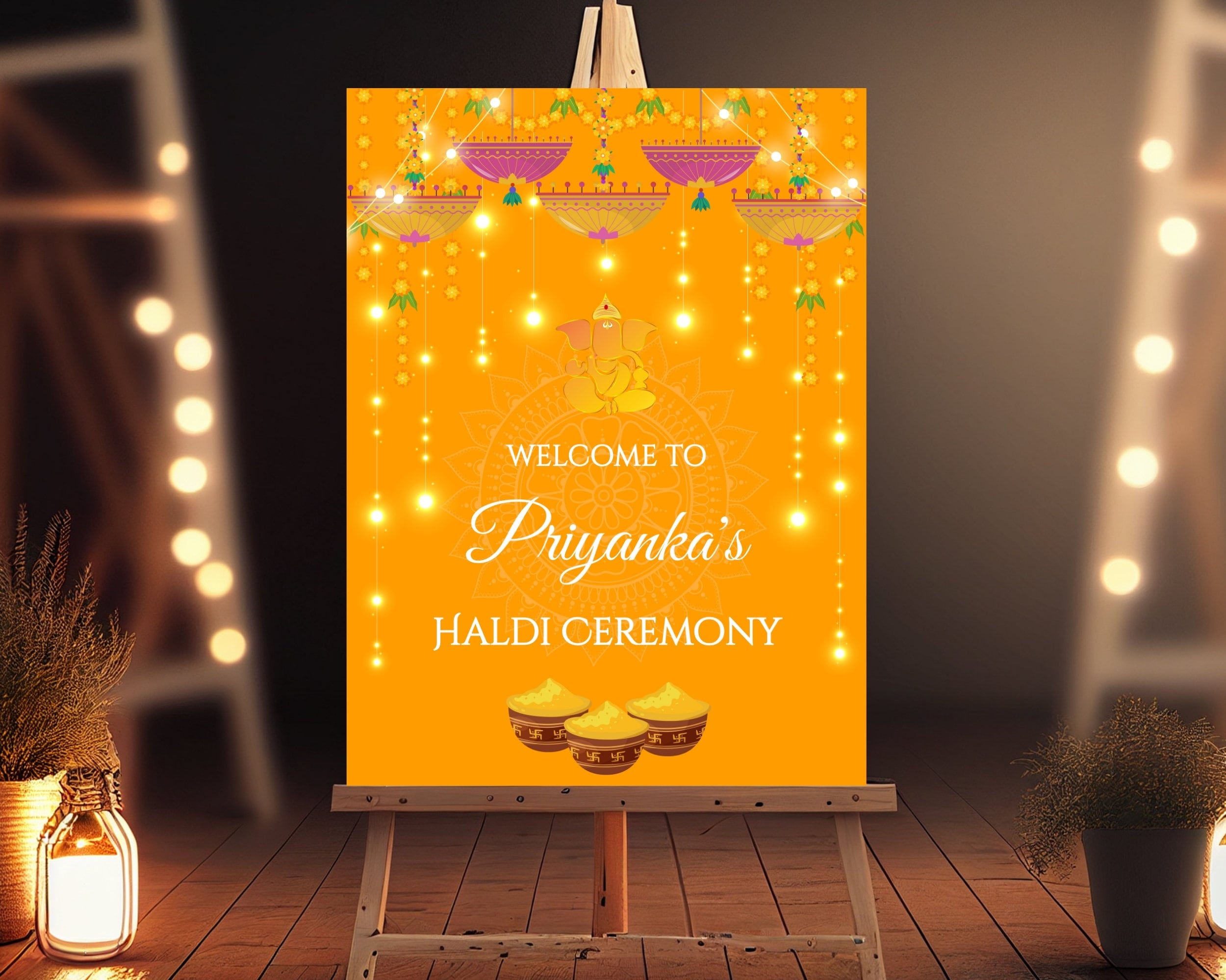 Haldi Ceremony Welcome Sign as Pithi Sign Indian Haldi Decor Wedding ...