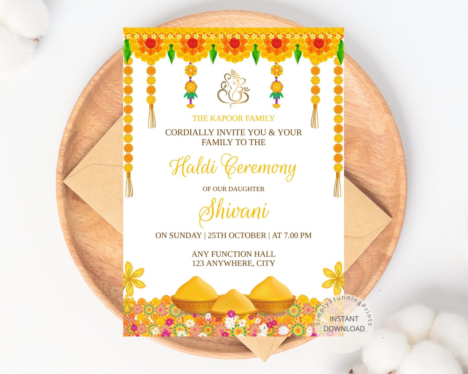 Indian Haldi Invitation Card Pithi Ceremony Invitation Maiyan ...