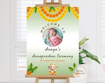 Editable Annaprasana Ceremony Welcome Sign Pasni Ceremony Welcome Sign ...