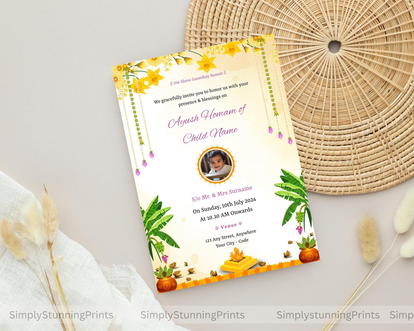 Ayush Homam Ceremony Invitation | Auyushya Homa Invitation Card | Baby ...