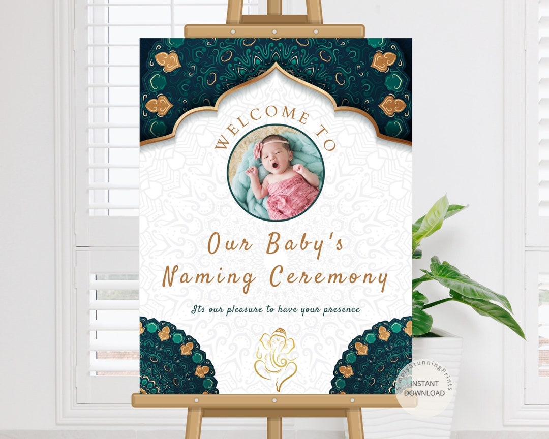 Naming Ceremony Photo Welcome Sign | Baby Naming Day Sign | Cradle ...