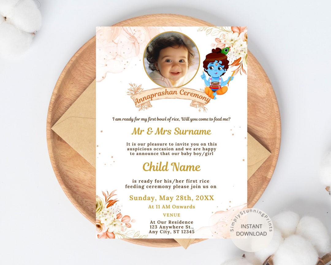 Annaprashan Invitation Card: Rice Feeding Ceremony (digital Download ...