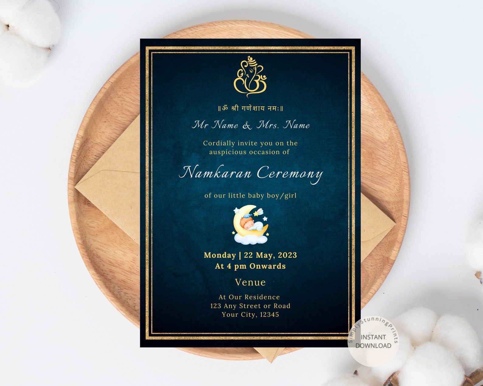 Editable Baby Naming Ceremony Invitation | Cradle Ceremony Invite ...