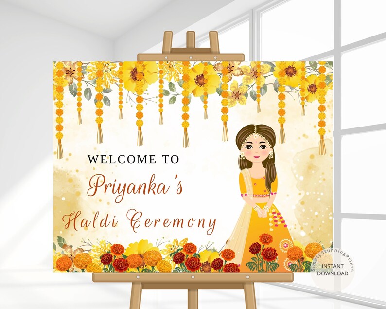 Indian Haldi Ceremony Welcome Sign Pithi Welcome Sign Haldi Ceremony ...