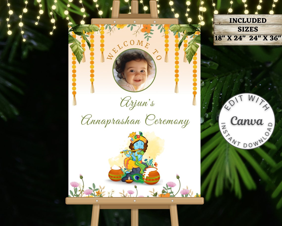Editable Annaprasana Ceremony Welcome Sign Pasni Ceremony Welcome Sign ...
