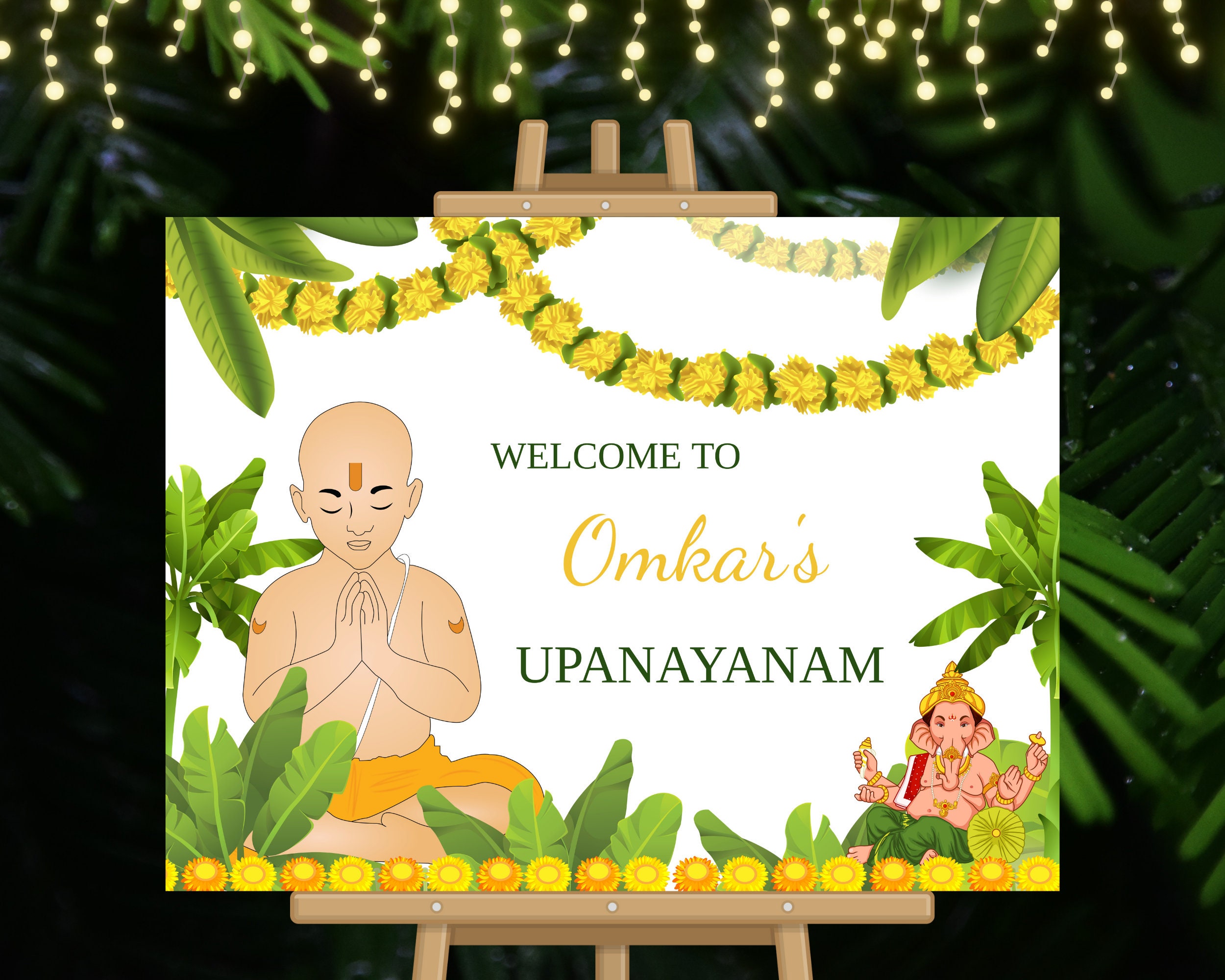Editable Upanayanam Ceremony Welcome Sign Thread Ceremony Sign Janoi ...