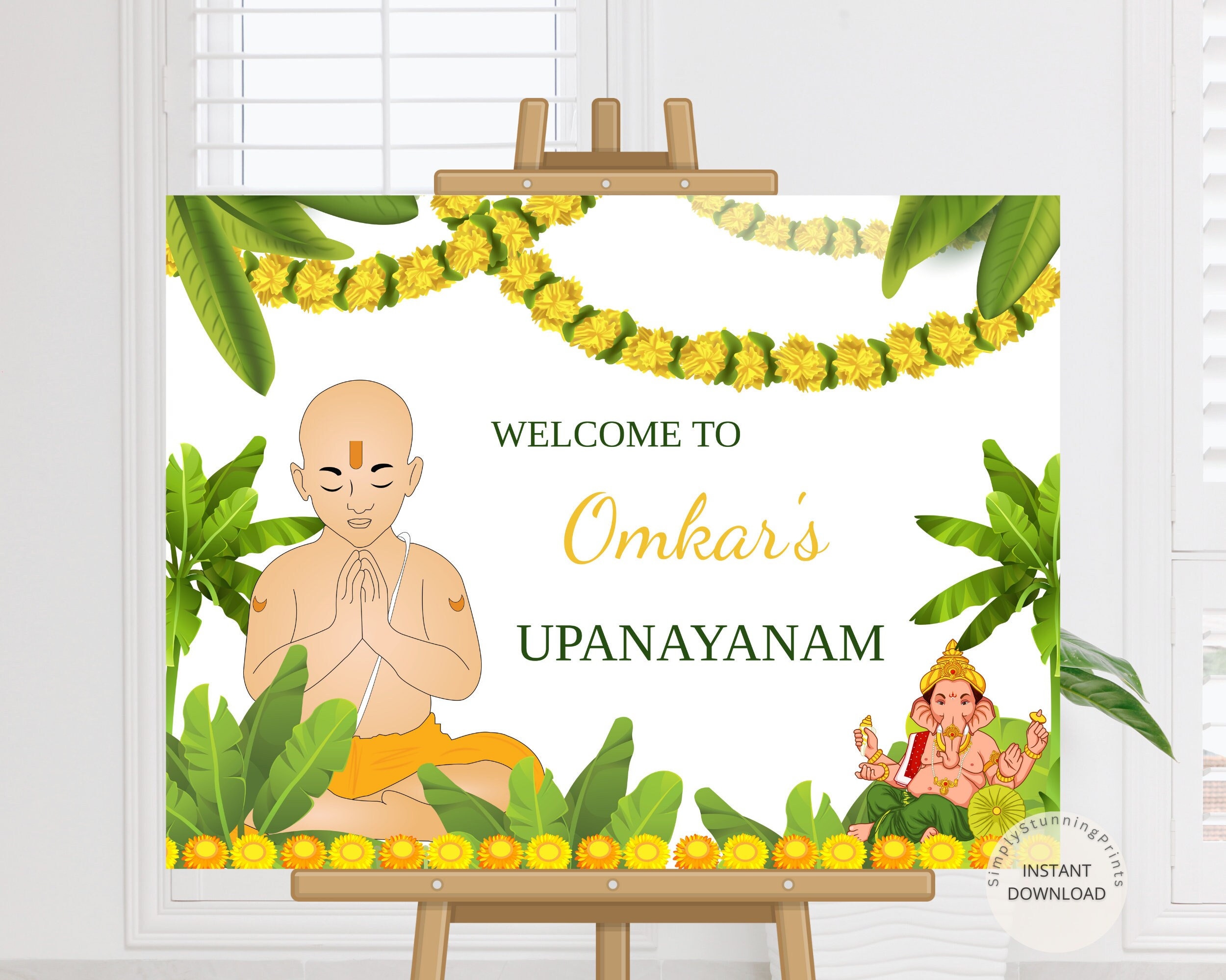 Editable Upanayanam Ceremony Welcome Sign Thread Ceremony Sign Janoi ...