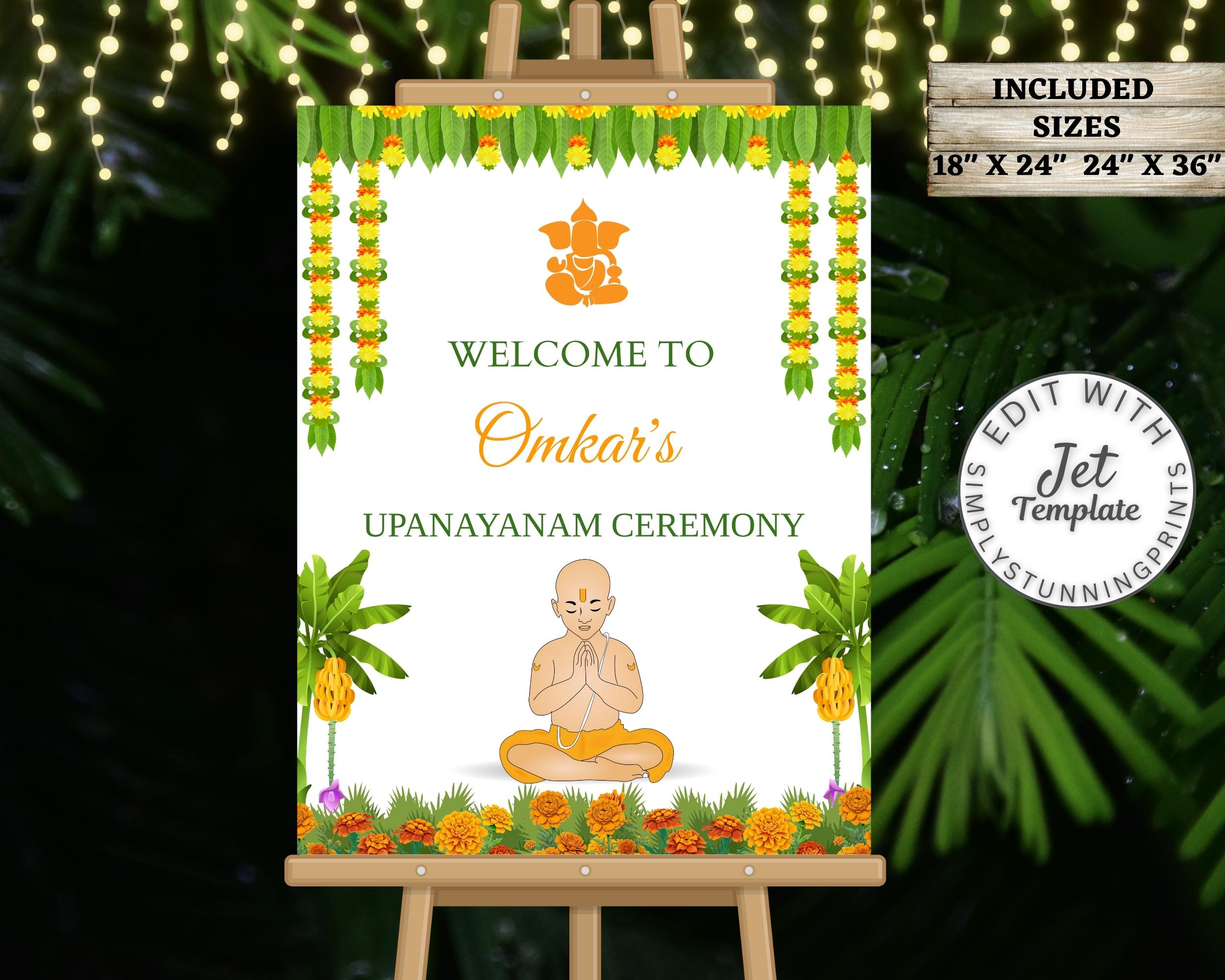 Upanayanam Welcome Sign: Thread Ceremony Poster (digital Download) - Etsy