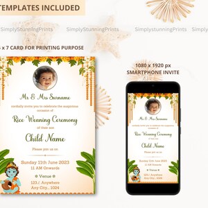Editable Rice Weaning Invitation Card | Rice Feeding Ceremony Invite ...